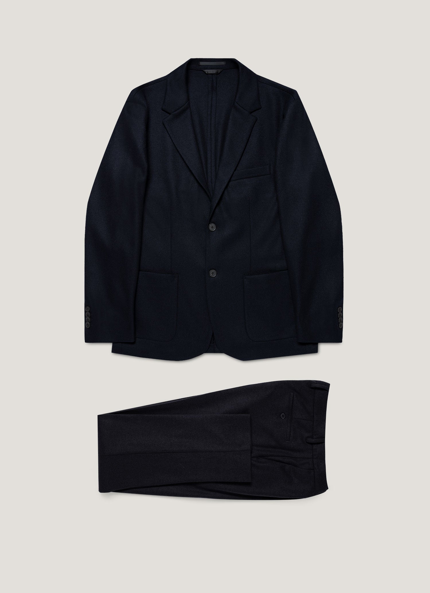 Men's Boiled Wool Two-Piece Suit in Navy | Sunspel