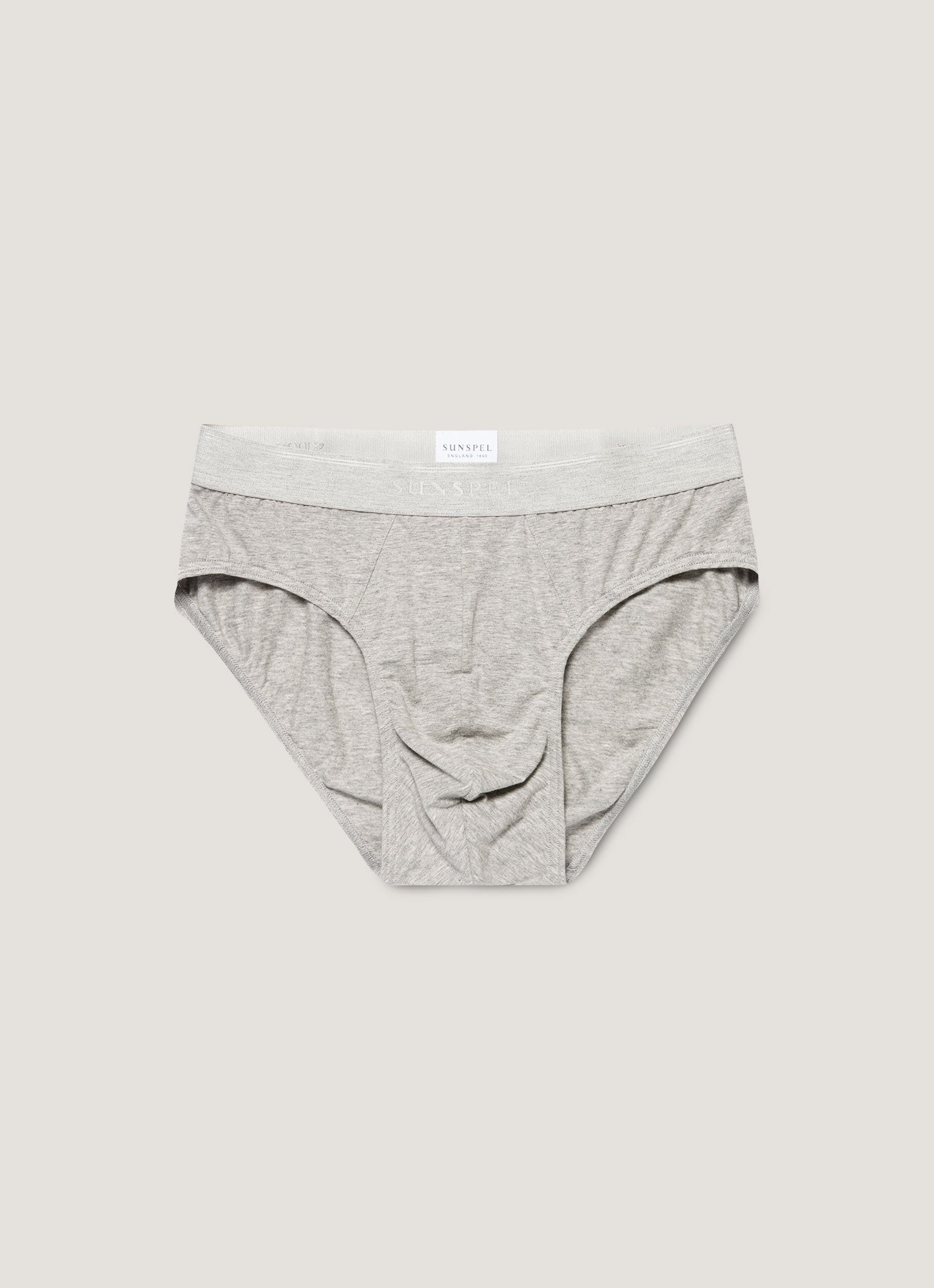 Men's Stretch Cotton Briefs in Grey Melange | Sunspel