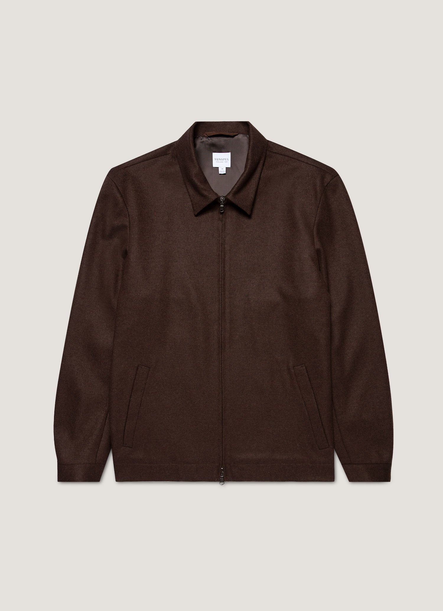 Men's Boiled Wool Harrington Jacket in Truffle | Sunspel
