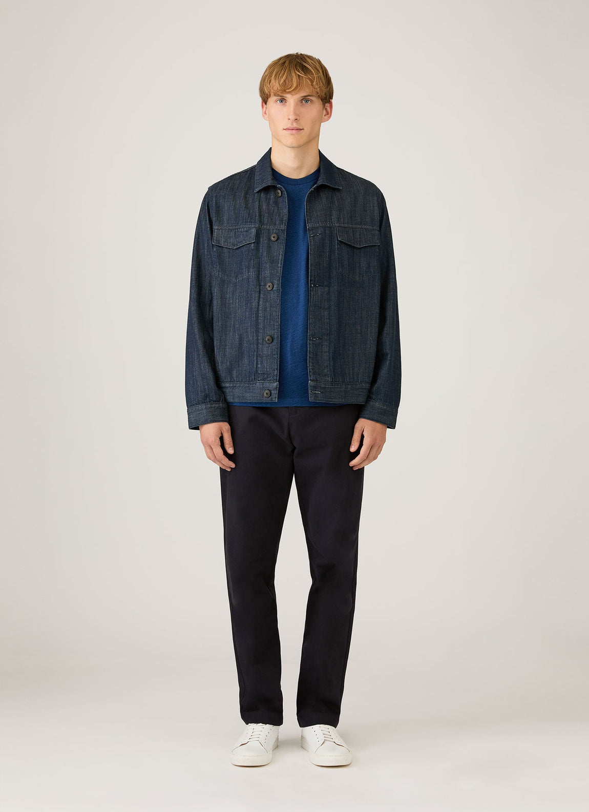 Men's Riviera Midweight T-shirt in Real Indigo | Sunspel